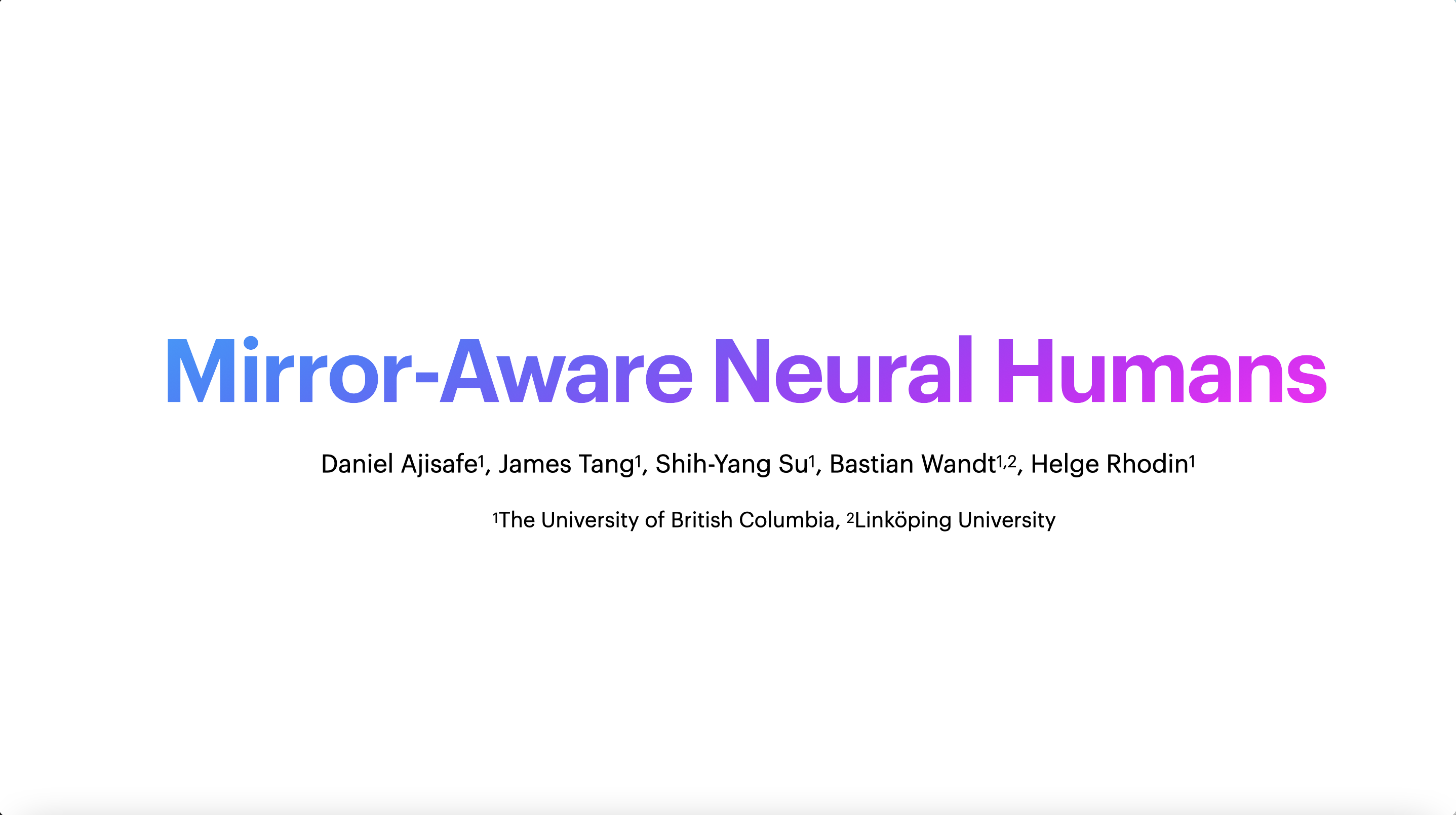 Mirror-Aware Neural Humans 🏃🏻🪞 Mirror-Aware Neural Humans 🏃🏻🪞